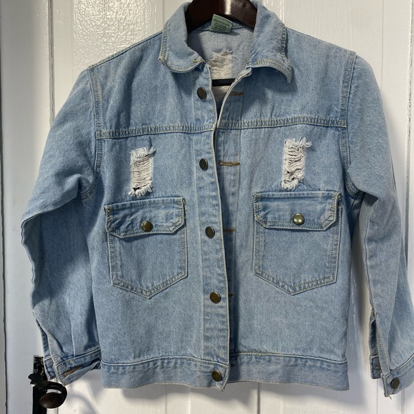 Tici | Jackets & Coats | Vintage Style 9s Denim Cropped Jacket Light ...